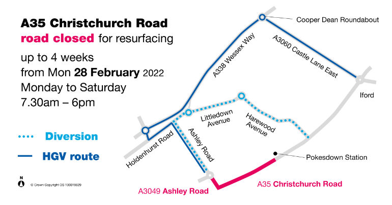 A35 Christchurch Road to be resurfaced next week