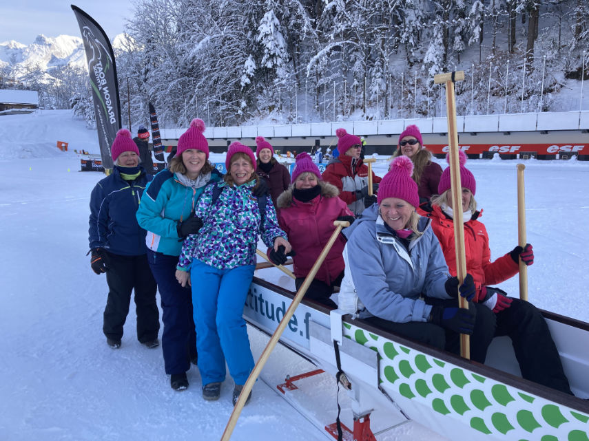 Dragon boat team compete in the French Alps