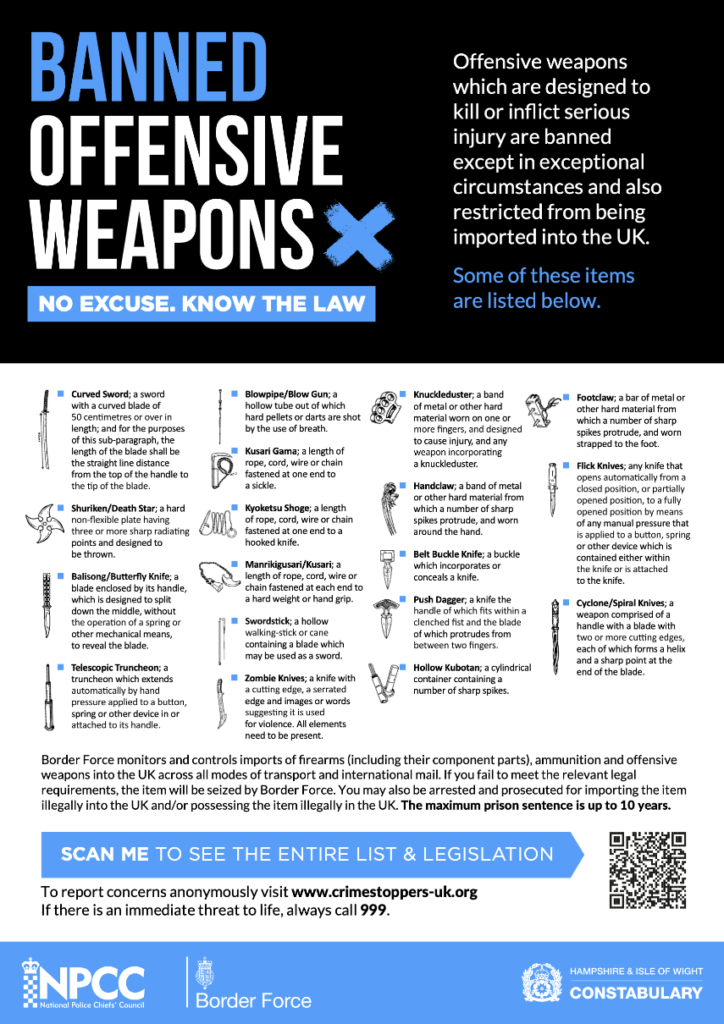 Hundreds of knives taken off Hampshire streets in one week