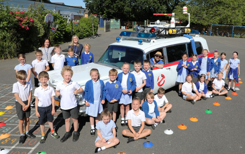 Who you gonna call? Parley First School gets a visit from Ecto-1