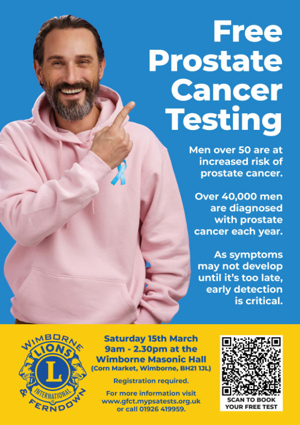 Free prostate cancer screening tests in Wimborne